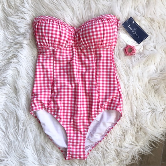 Lauren James | Swim | Lauren James Pink Gingham One Piece Swimsuit ...
